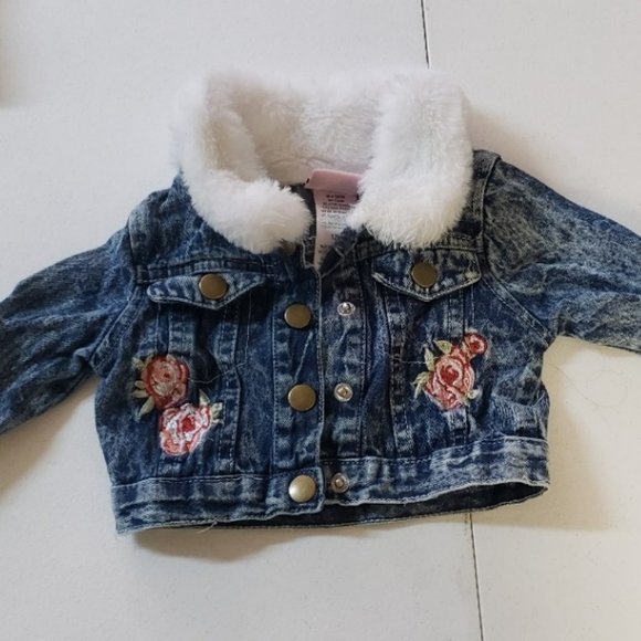 Little Lass | Jackets & Coats | 2month Denim Jacket With Flowers | Poshmark